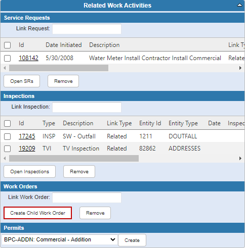 Create a Child Work Order